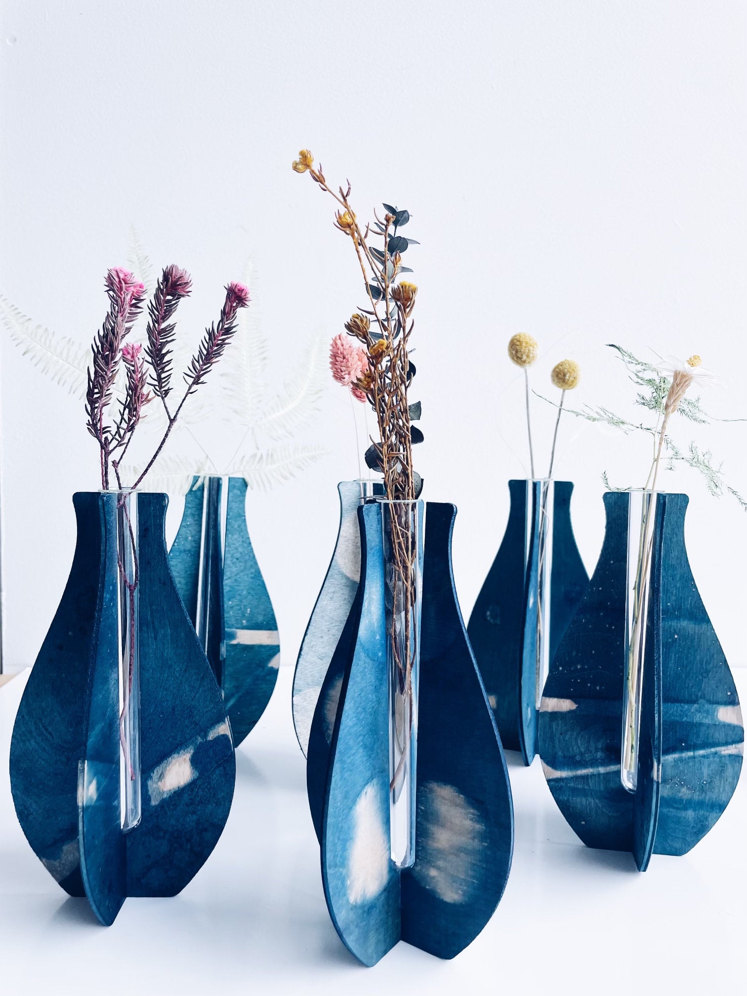 Indigo Vase | Hand Dyed Wood | Garner Blue